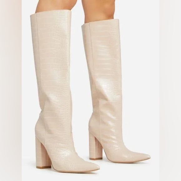 Billini | Shoes | Nwt Billini Xuki Crocodile Tall Boot In Ivory | Poshmark